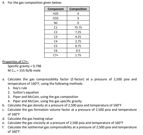 Solved 1. For the gas composition given below: Component CO2 | Chegg.com