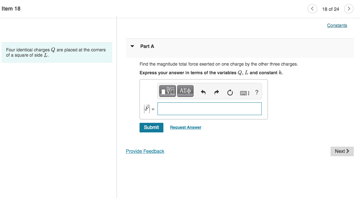 Solved Item 18 18 of 24 > Constants Part A Four identical | Chegg.com