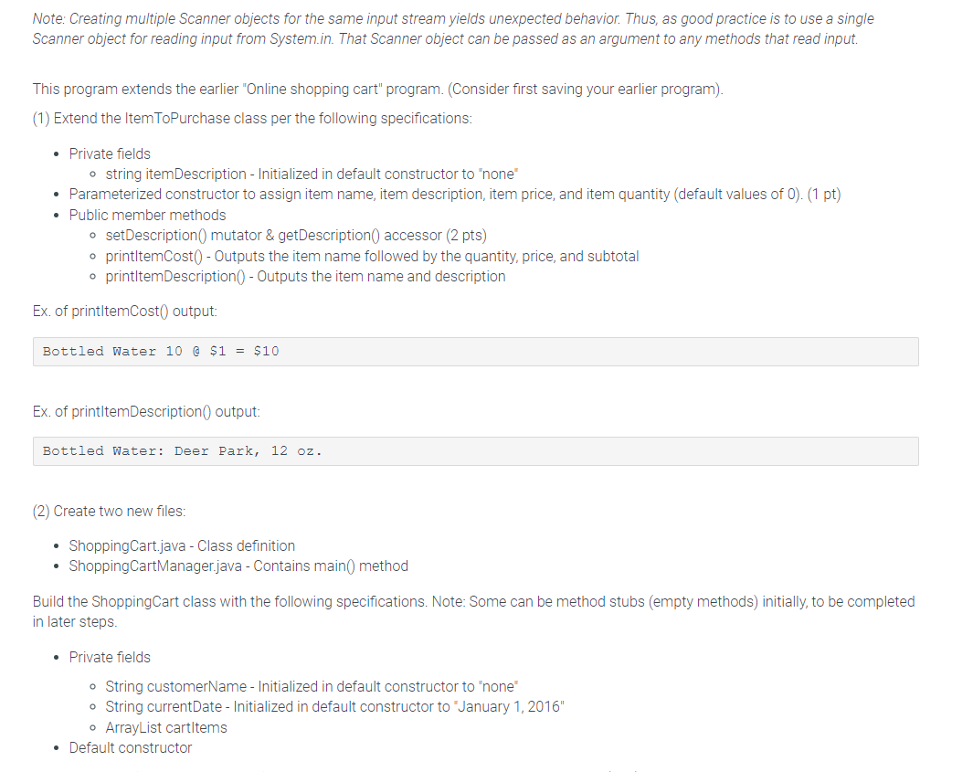 Note: Creating multiple Scanner objects for the same | Chegg.com