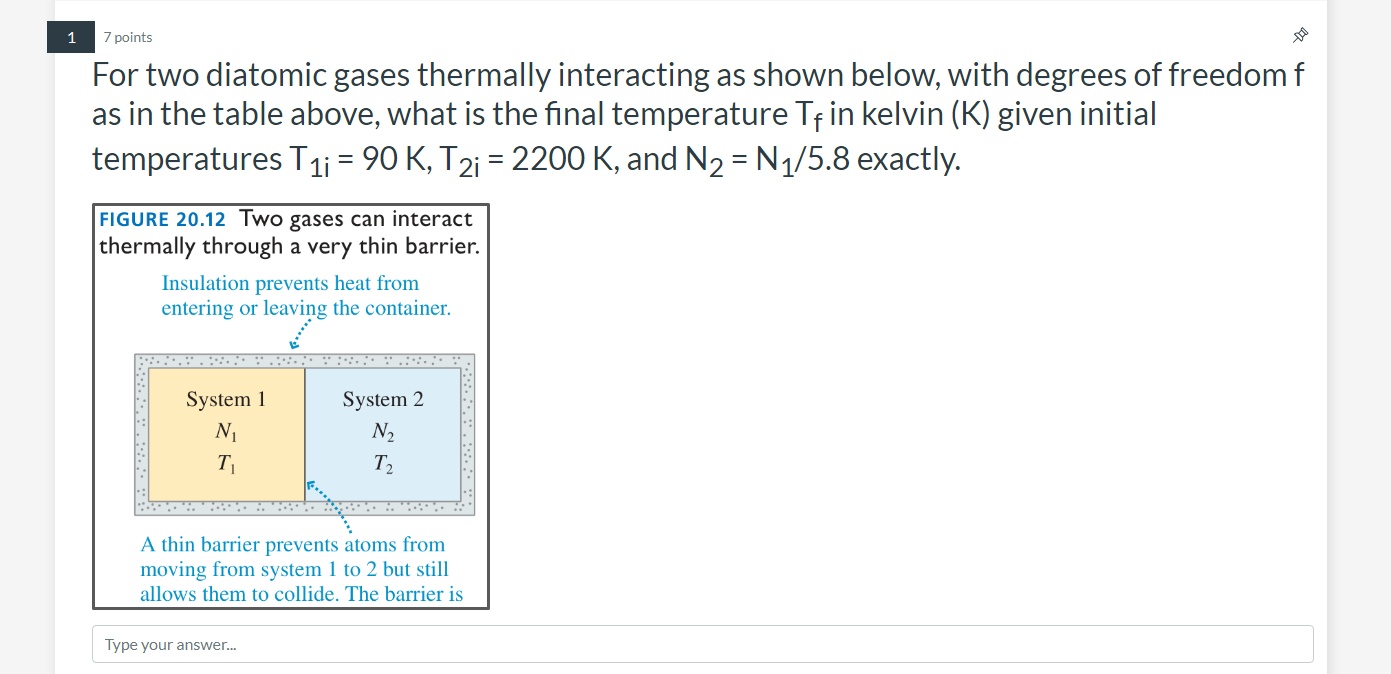 Solved 1 7 points For two diatomic gases thermally | Chegg.com