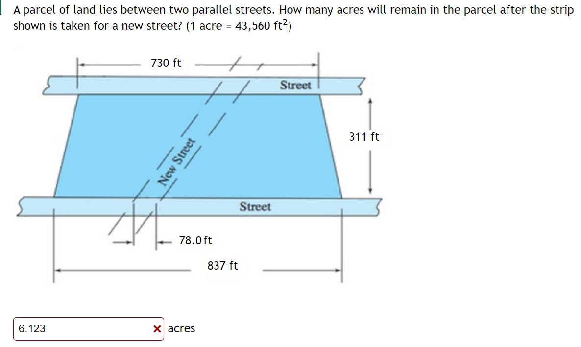 Solved A parcel of land lies between two parallel streets. | Chegg.com