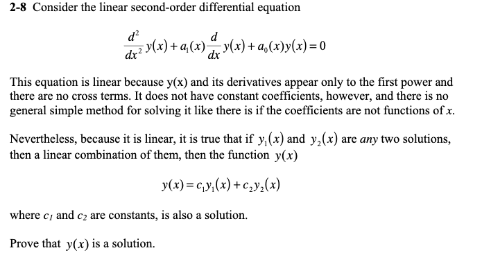 Solved 2-8 Consider the linear second-order differential | Chegg.com