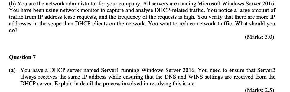 Solved (b) You are the network administrator for your | Chegg.com