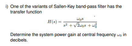 Solved i) One of the variants of Sallen-Key band-pass filter | Chegg.com