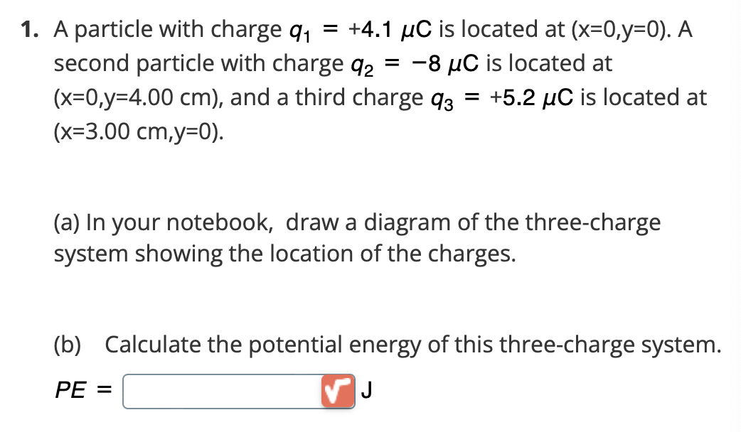 Solved A particle with charge q1=+4.1μC is located at | Chegg.com