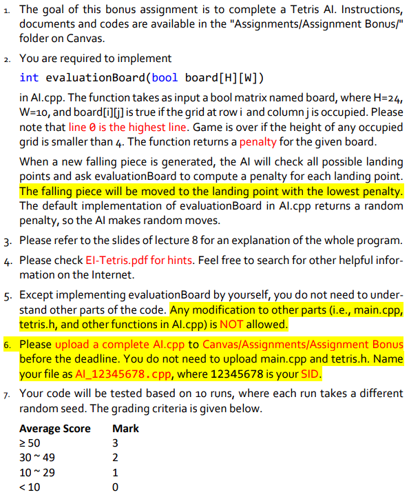 Solved 1. The goal of this bonus assignment is to complete a | Chegg.com