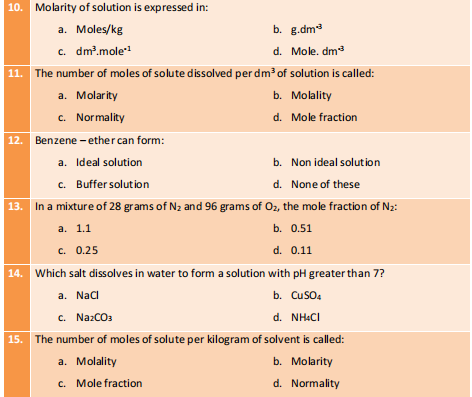 Solved Molarity of solution is expressed in: a. Moles/kg b. | Chegg.com
