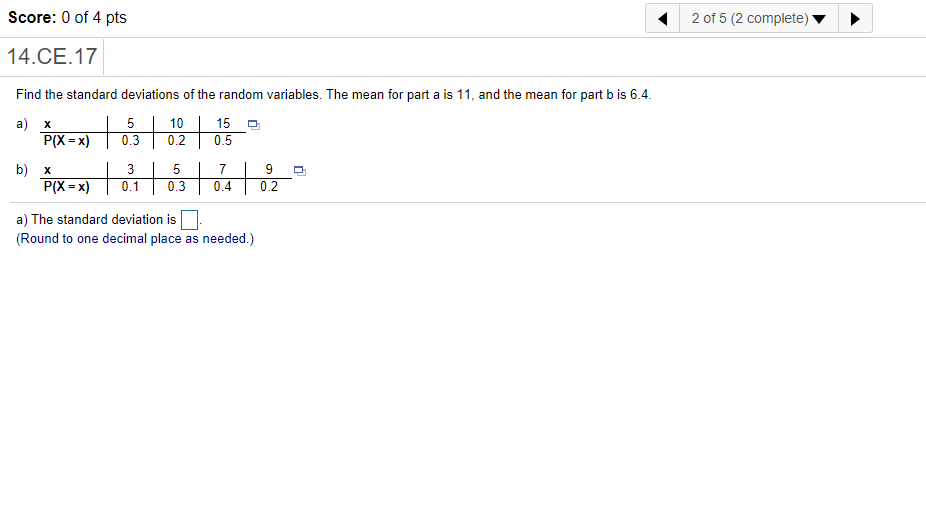 Solved Find the standard deviations of the random variables. | Chegg.com