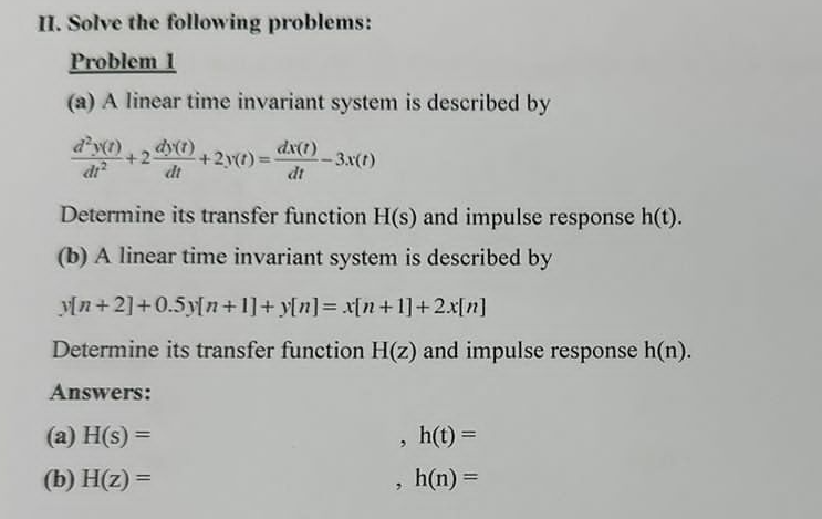 Solved II. Solve the following problems: Problem 1 (a) A | Chegg.com