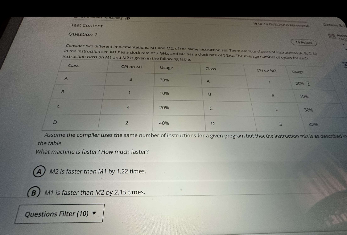 Solved Test ContentQuestion 1Consider Two Different Chegg