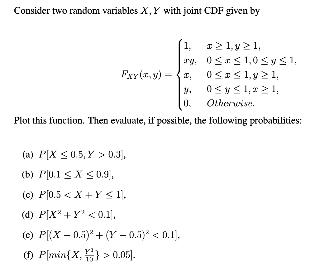 Solved Consider Two Random Variables Xy With Joint Cdf 
