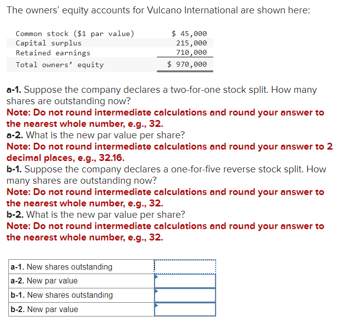 Solved The owners' equity accounts for Vulcano International | Chegg.com
