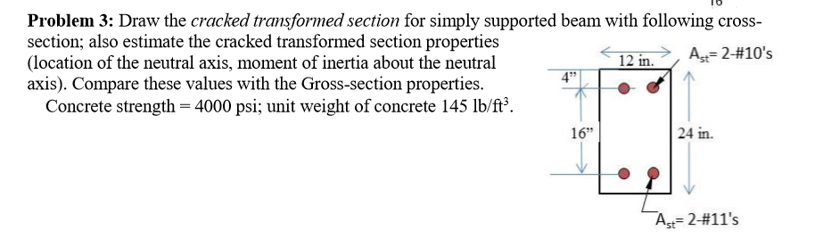 Solved 10 Problem 3: Draw the cracked transformed section | Chegg.com