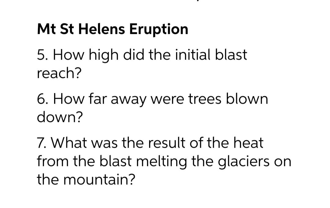 Solved Mt St Helens Eruption 5. How high did the initial | Chegg.com