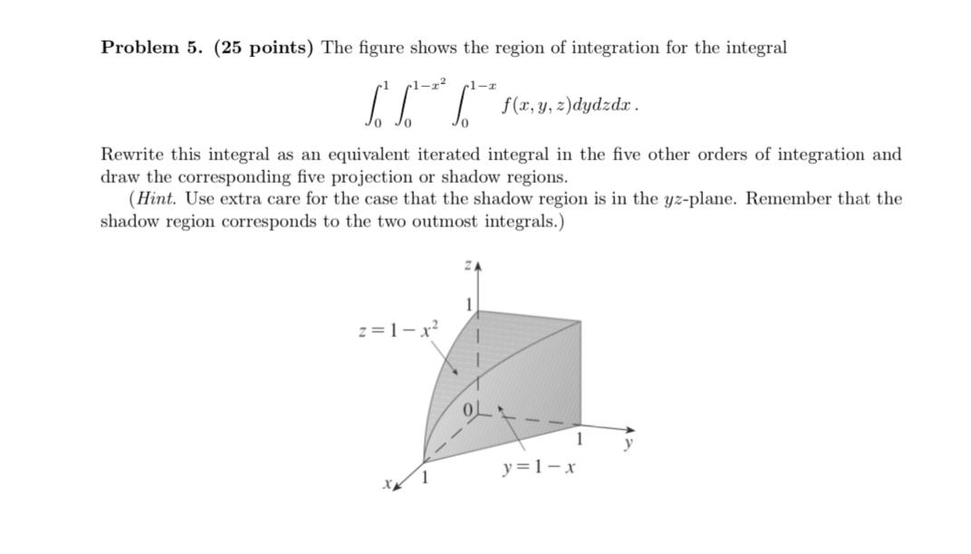 Solved Problem 5. (25 points) The figure shows the region of | Chegg.com
