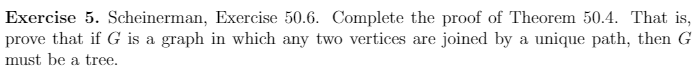 Solved Exercise 5. Scheinerman, Exercise 50.6. Complete the | Chegg.com Solved Exercise 5. Scheinerman, Exercise 50.6. Complete the | Chegg.com