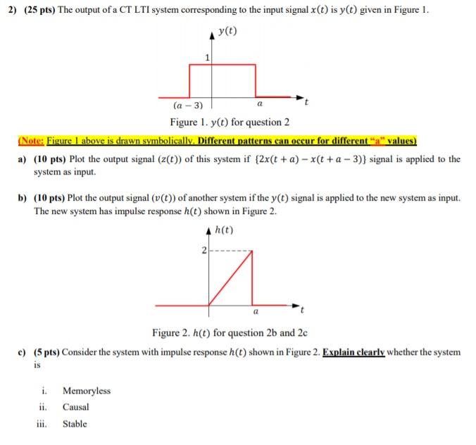 Solved 2) (25 pts) The output of a CT LTI system | Chegg.com