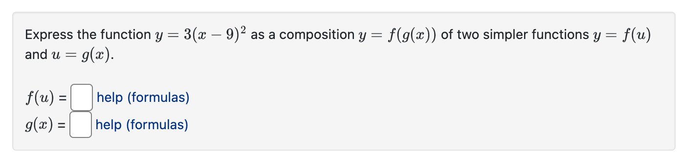 Solved Express the function y=3(x−9)2 as a composition | Chegg.com