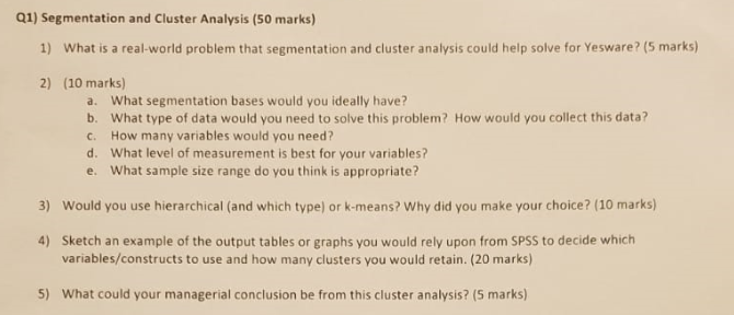 Q1) Segmentation and Cluster Analysis (50 marks) 1) | Chegg.com