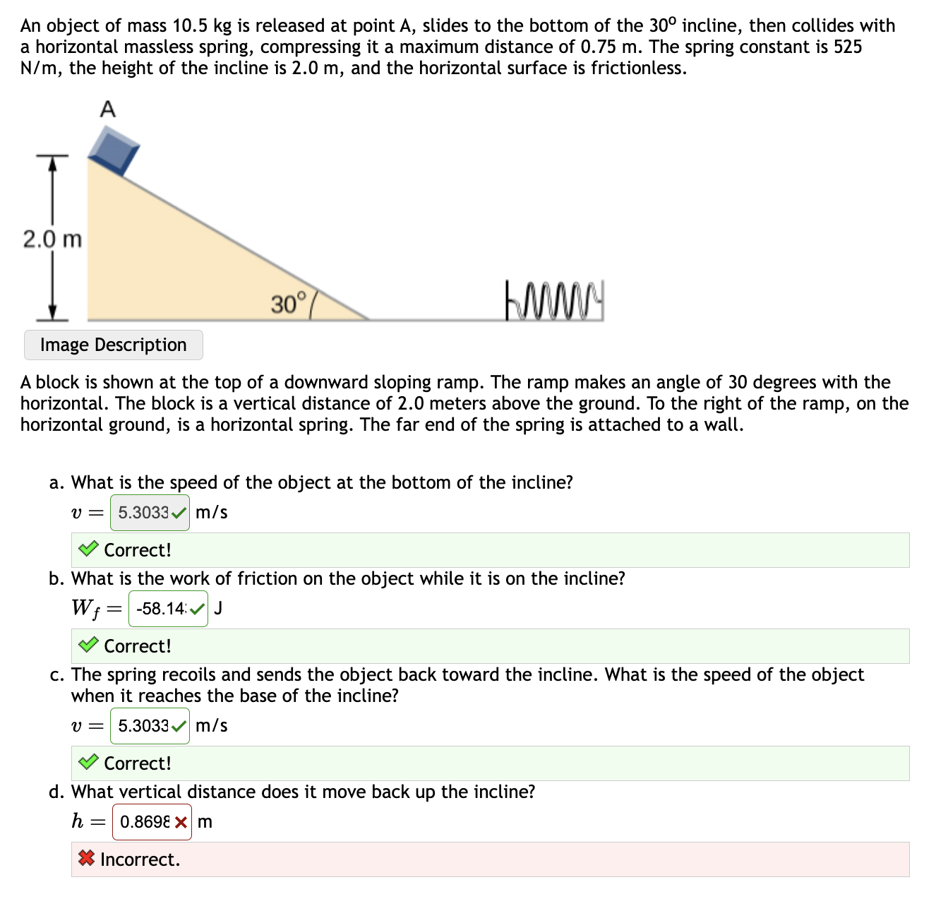 Solved An object of mass 10.5kg ﻿is released at point A, | Chegg.com