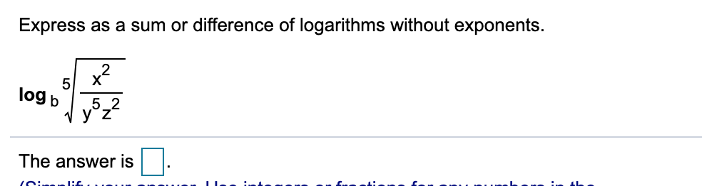 Solved Express as a sum or difference of logarithms without | Chegg.com