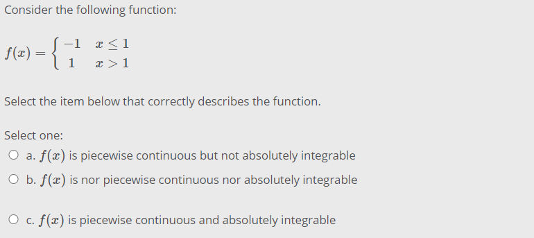 Solved Consider the following function: f(x) -1 x 1 | Chegg.com