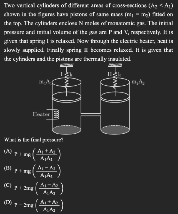 Solved Two vertical cylinders of different areas of | Chegg.com