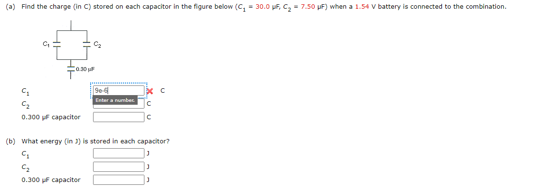 Solved (a) Find the charge (in C) stored on each capacitor | Chegg.com