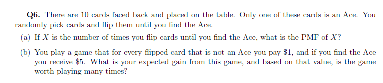 Solved Q6. There are 10 cards faced back and placed on the | Chegg.com