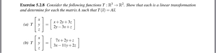 Solved Exercise 5.2.8 Consider the following functions T : | Chegg.com