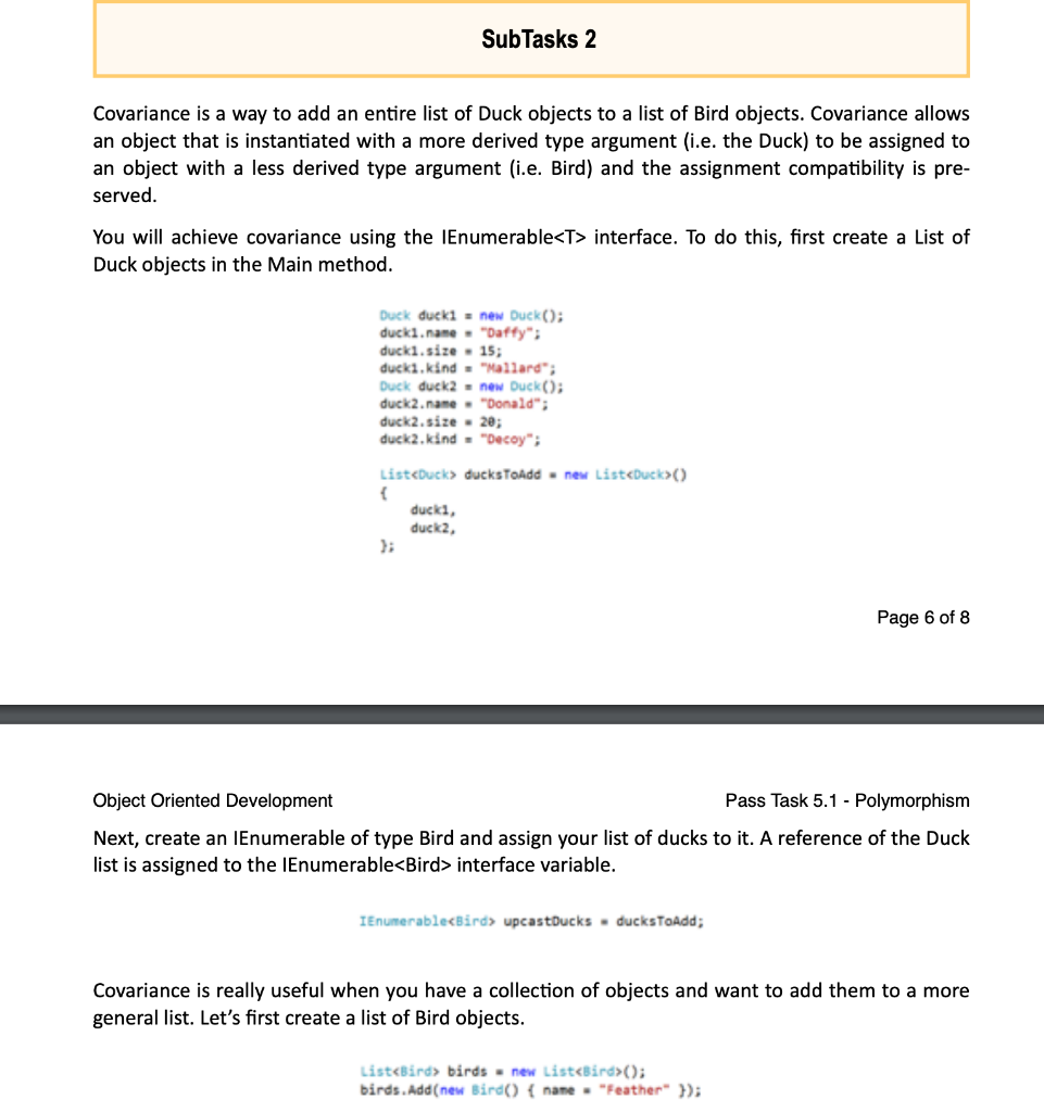 Solved Task Description Polymorphism is the ability of an | Chegg.com