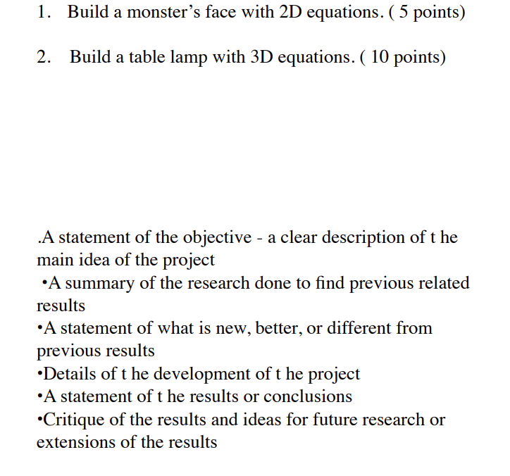 Solved Build a monster's face with 2D equations. ( 5 | Chegg.com
