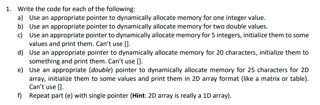 Solved 1. Write the code for each of the following: a) Use | Chegg.com