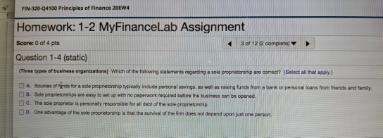 Solved FIN-320-Q4100 Principles of Finance 20EW Homework: | Chegg.com