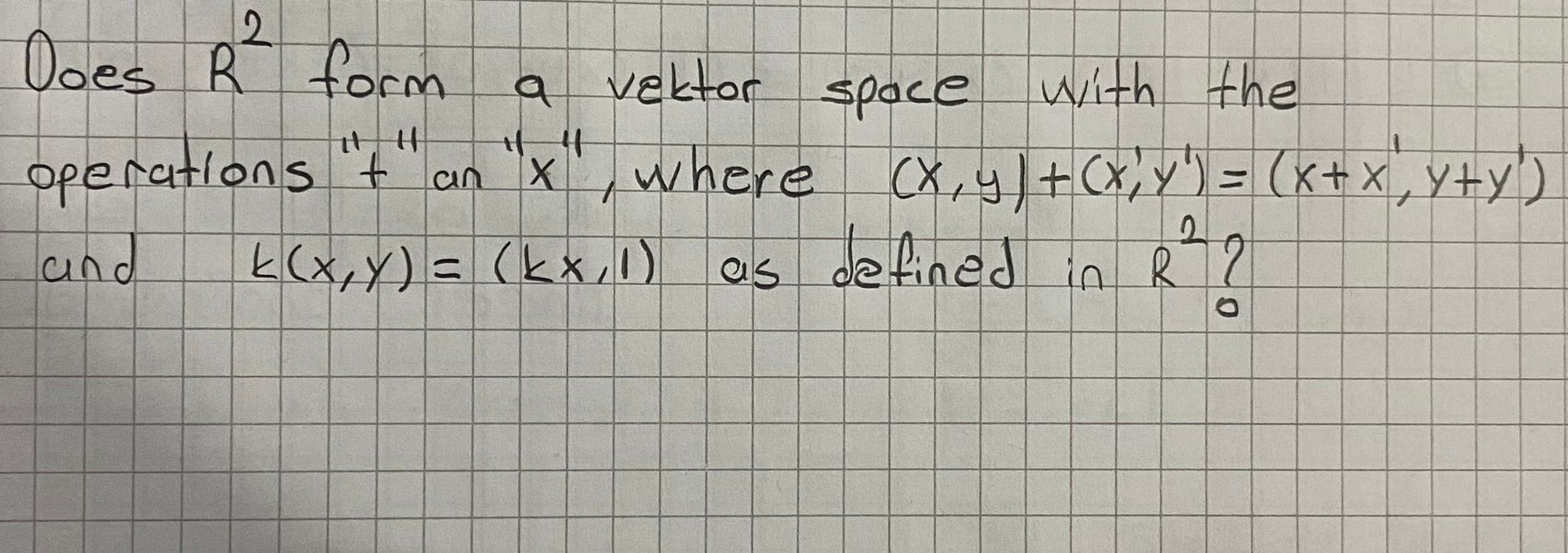 Solved Does R2 ﻿form a vektor space with theoperations " + " | Chegg.com