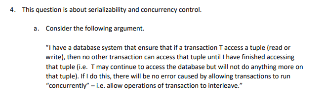 This Question Is About Serializability And 