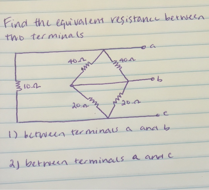 Solved Find the equivalent resistance between two terminals | Chegg.com