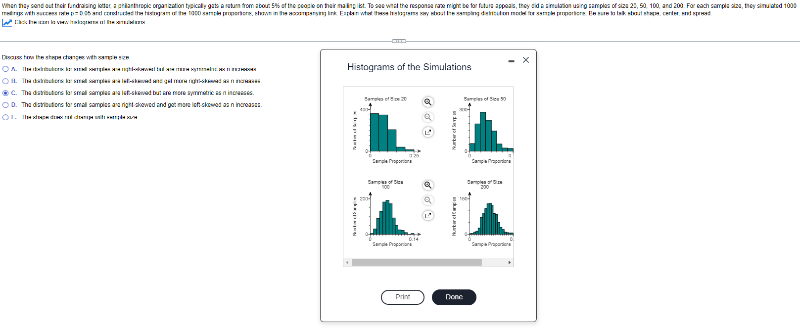 Solved Discuss how the shape changes with sample size. 4. | Chegg.com