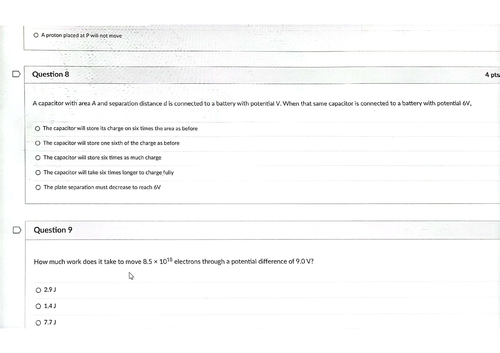 Solved Question 8 4 pts A capacitor with area A and | Chegg.com