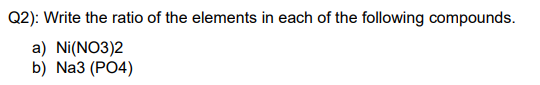 Solved Q2): Write the ratio of the elements in each of the | Chegg.com
