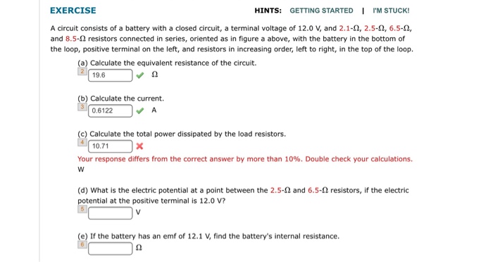 Solved EXERCISE HINTS: GETTING STARTED I IM STUCK! A circuit | Chegg.com