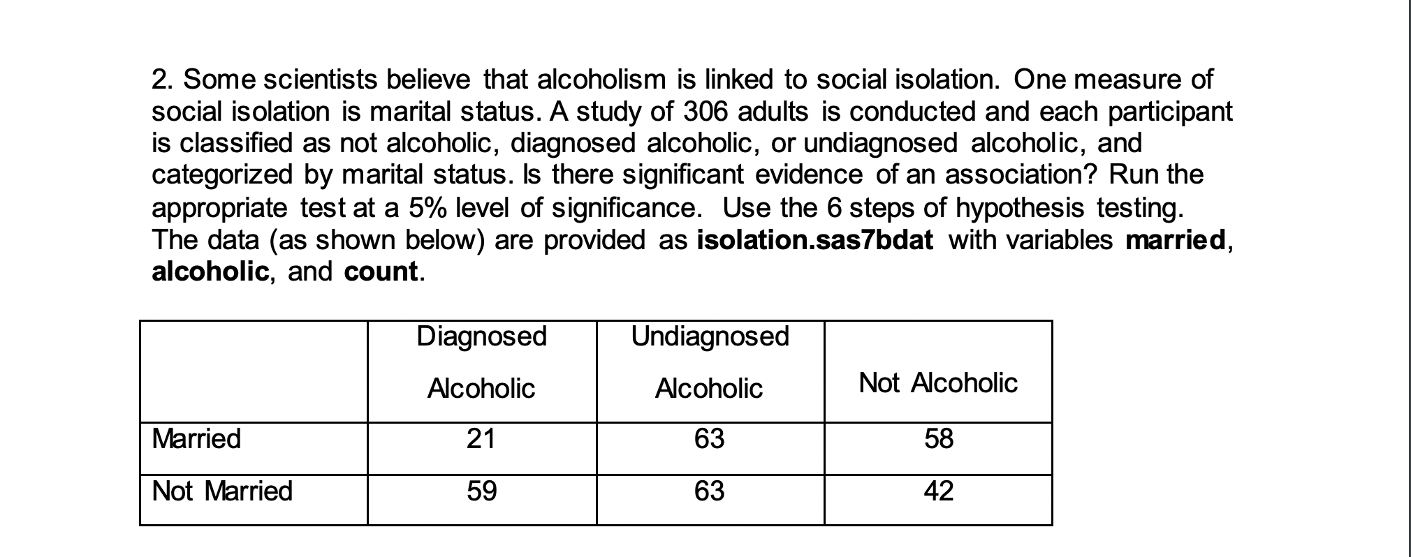 Solved 2. Some scientists believe that alcoholism is linked | Chegg.com