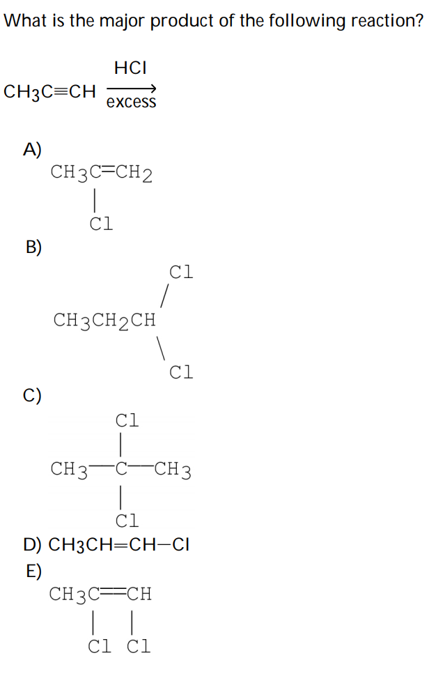 Solved What is the major product of the following reaction? | Chegg.com