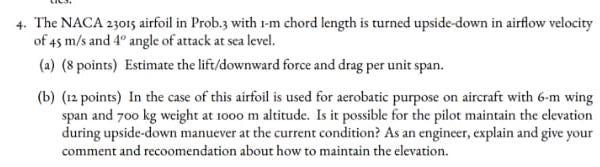 4. The NACA 23015 airfoil in Prob.z with -m chord | Chegg.com