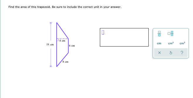 Solved Find the area of this trapezoid. Be sure to include | Chegg.com