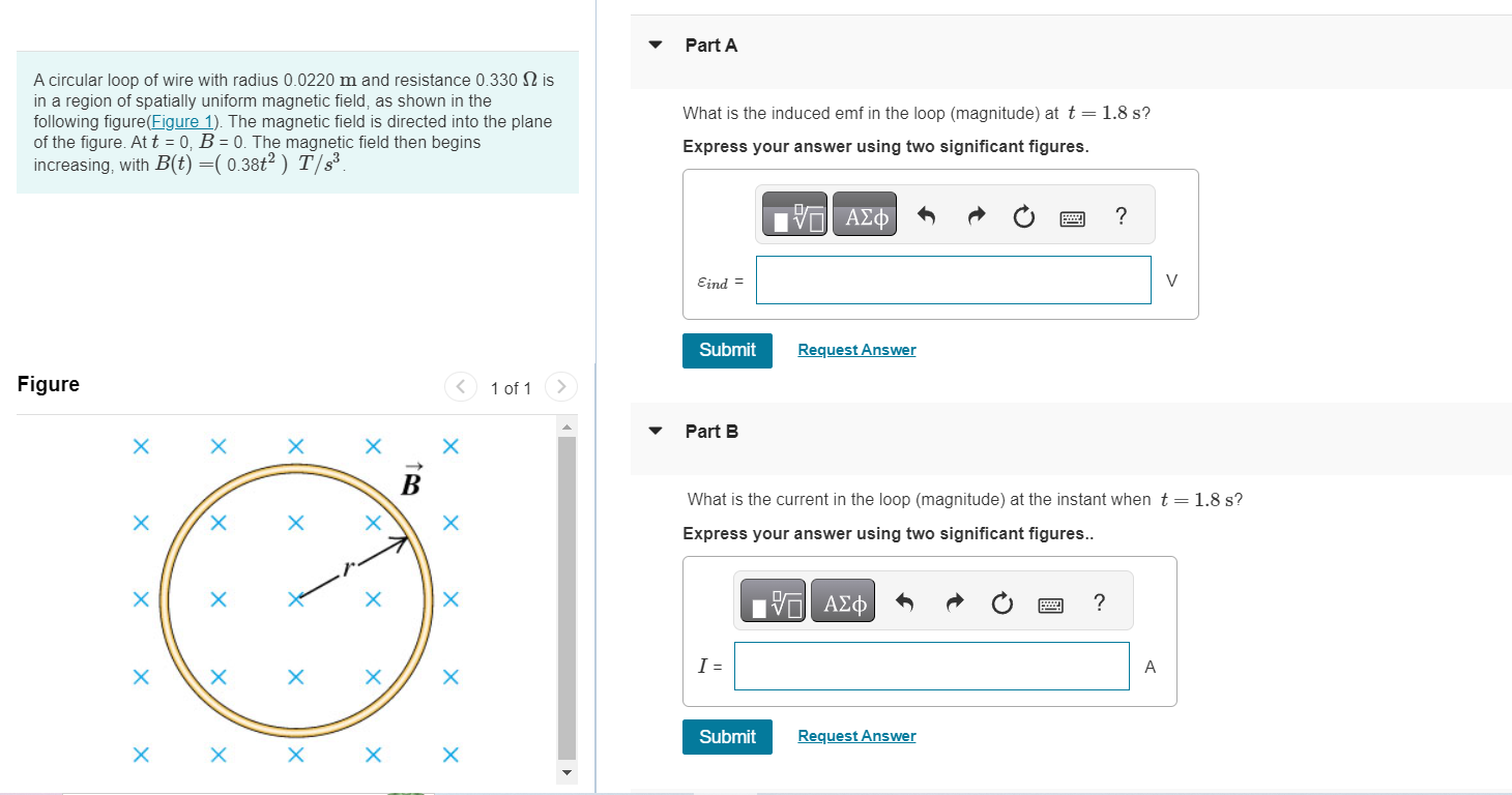 Solved A circular loop of wire with radius 0.0220 m and | Chegg.com