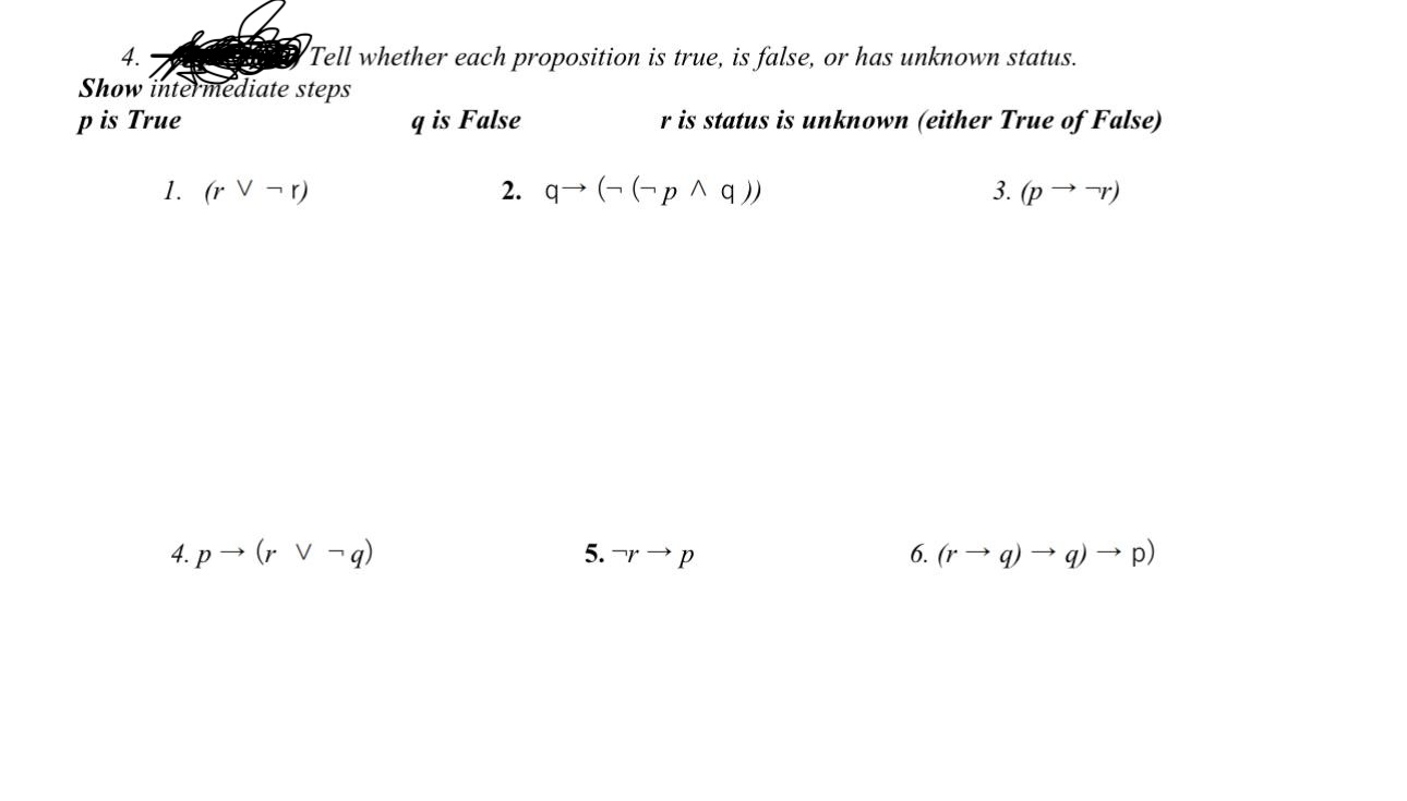 Solved 4. Tell whether each proposition is true, is false, | Chegg.com