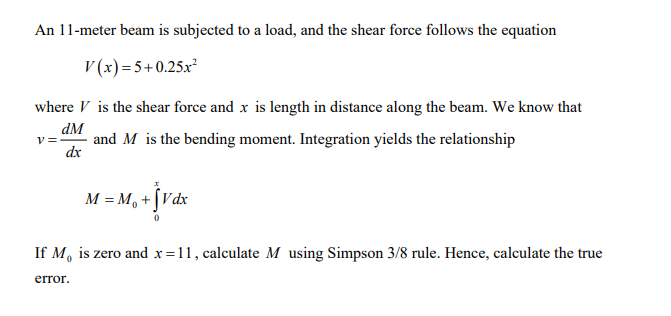 Solved An 11-meter beam is subjected to a load, and the | Chegg.com