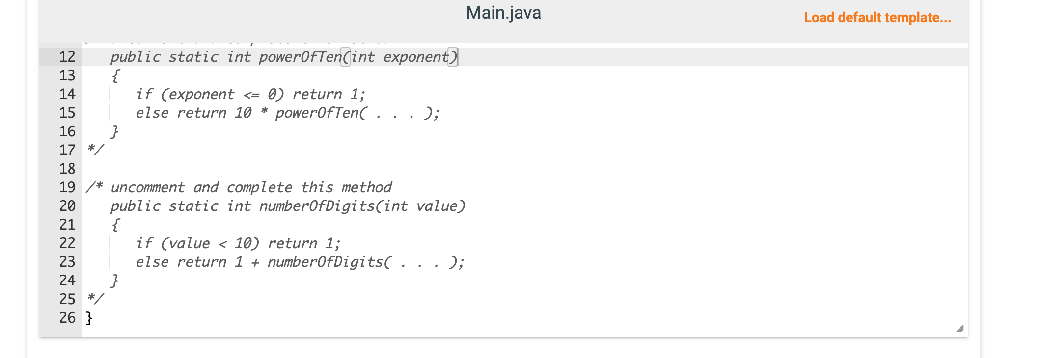Solved You need to complete three recursive methods in this | Chegg.com