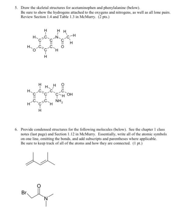 Solved 5. Draw the skeletal structures for acetaminophen and | Chegg.com